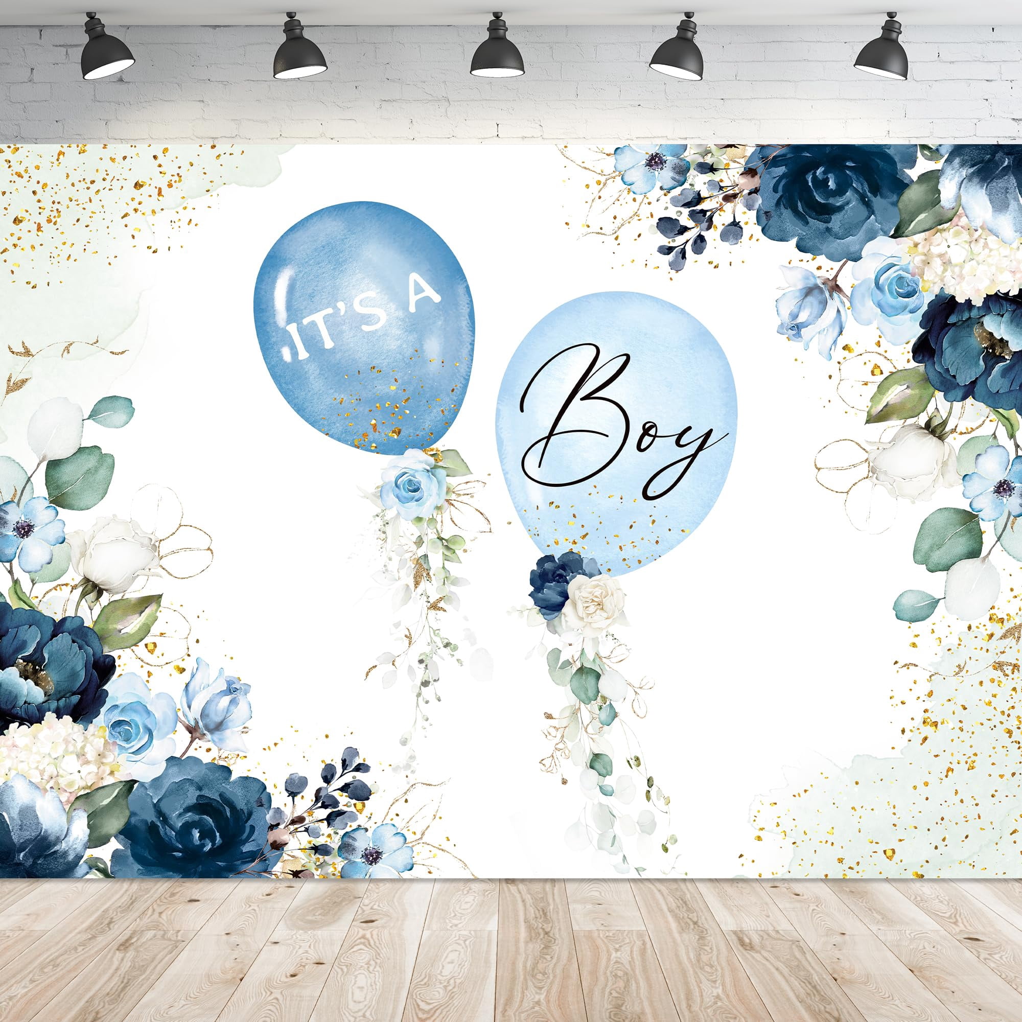5x3FT It's a Boy Baby Shower Backdrop Photography Blue Balloons ...