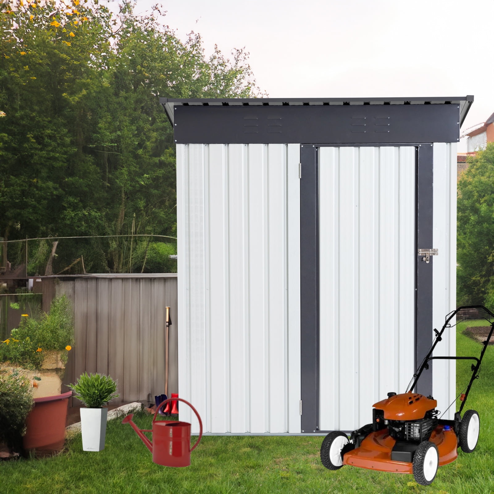 5x3FT Outdoor Metal Storage Lifter Shed Tool Bike Generator ...