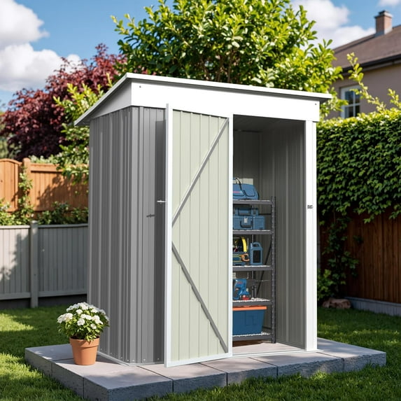 5x3FT Outdoor Storage Shed, Utility Tool Shed Metal Storage Garden Shed ...