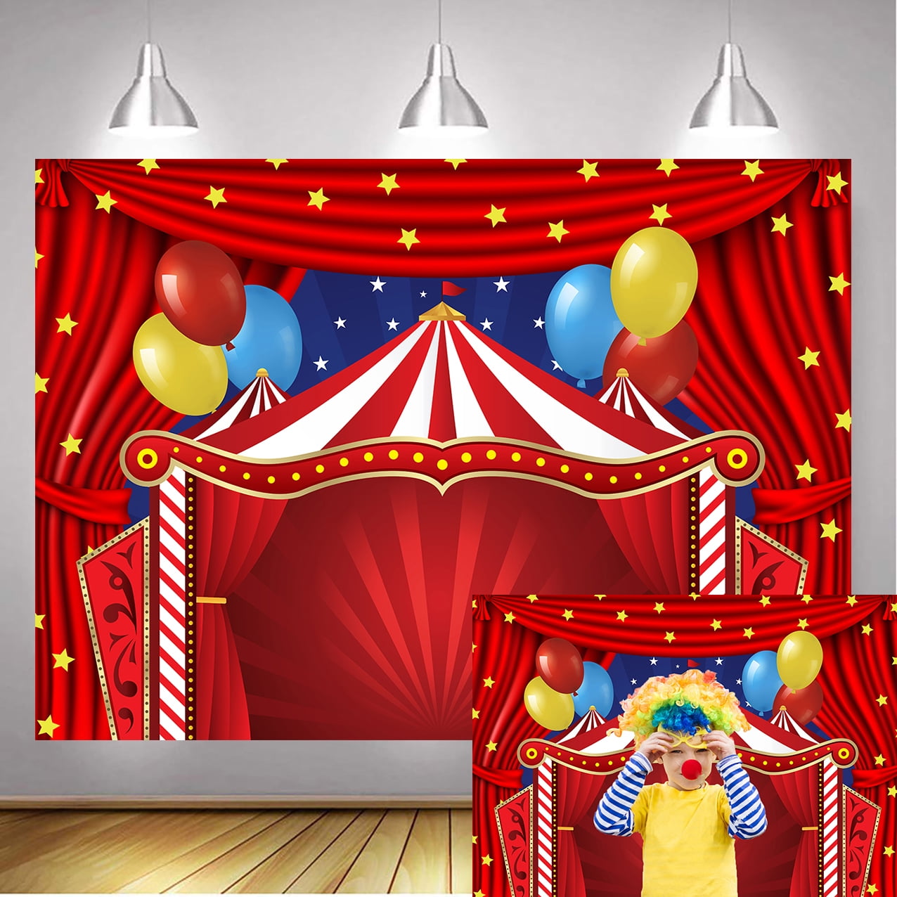BINQOO Red Backdrop, 5x3FT Vinyl Photography Backdrop, Circus Carnival ...
