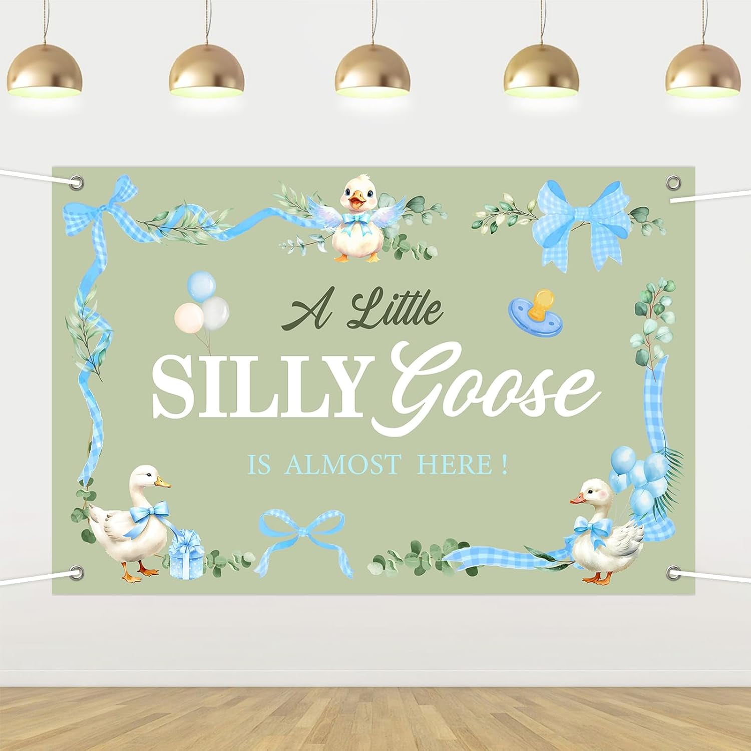 5x3FT Silly Goose Baby Shower Backdrop Decorations Green A Little Silly ...