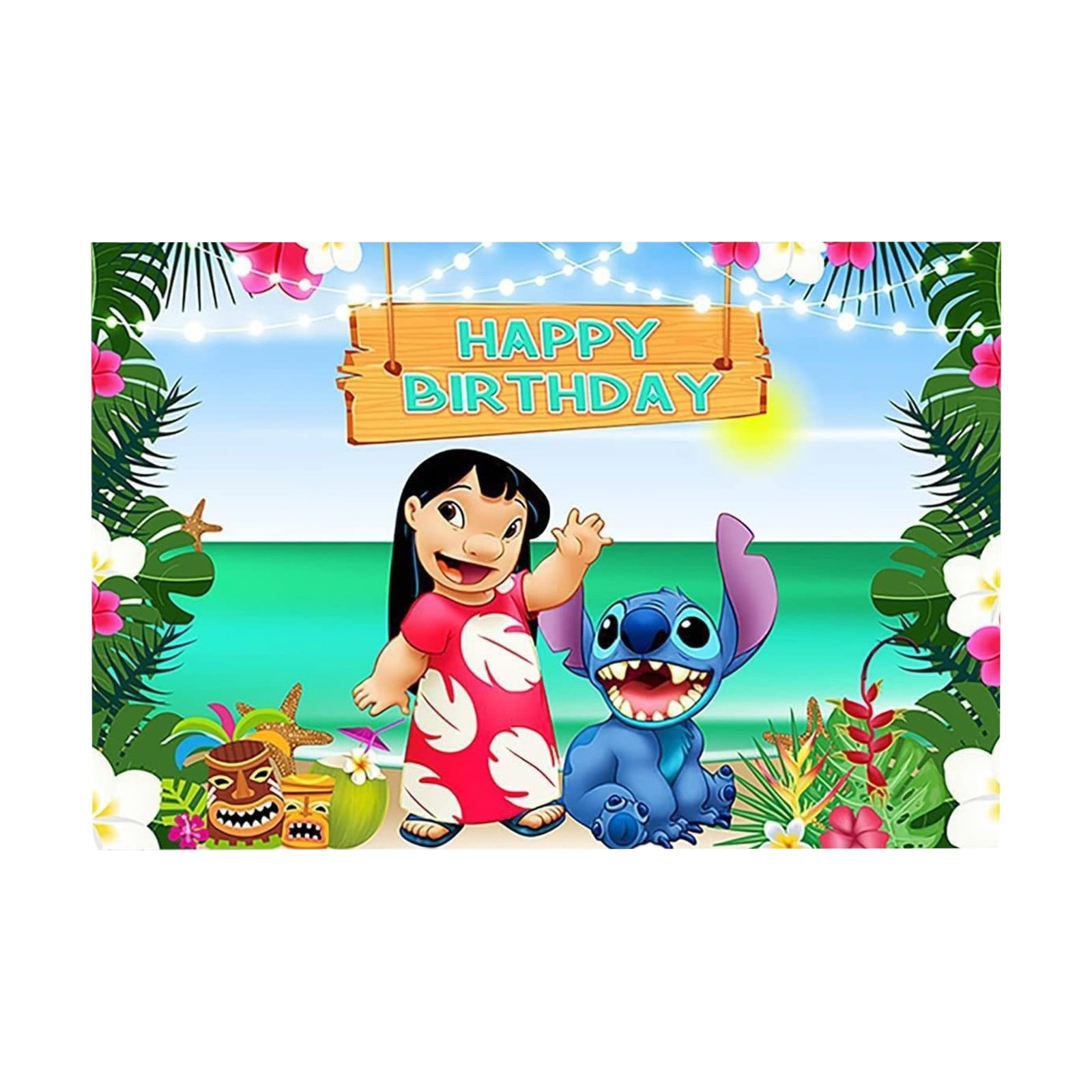 5x3FT Stitch Backdrop Stitch Birthday Decorations, Cartoon Style Stitch ...