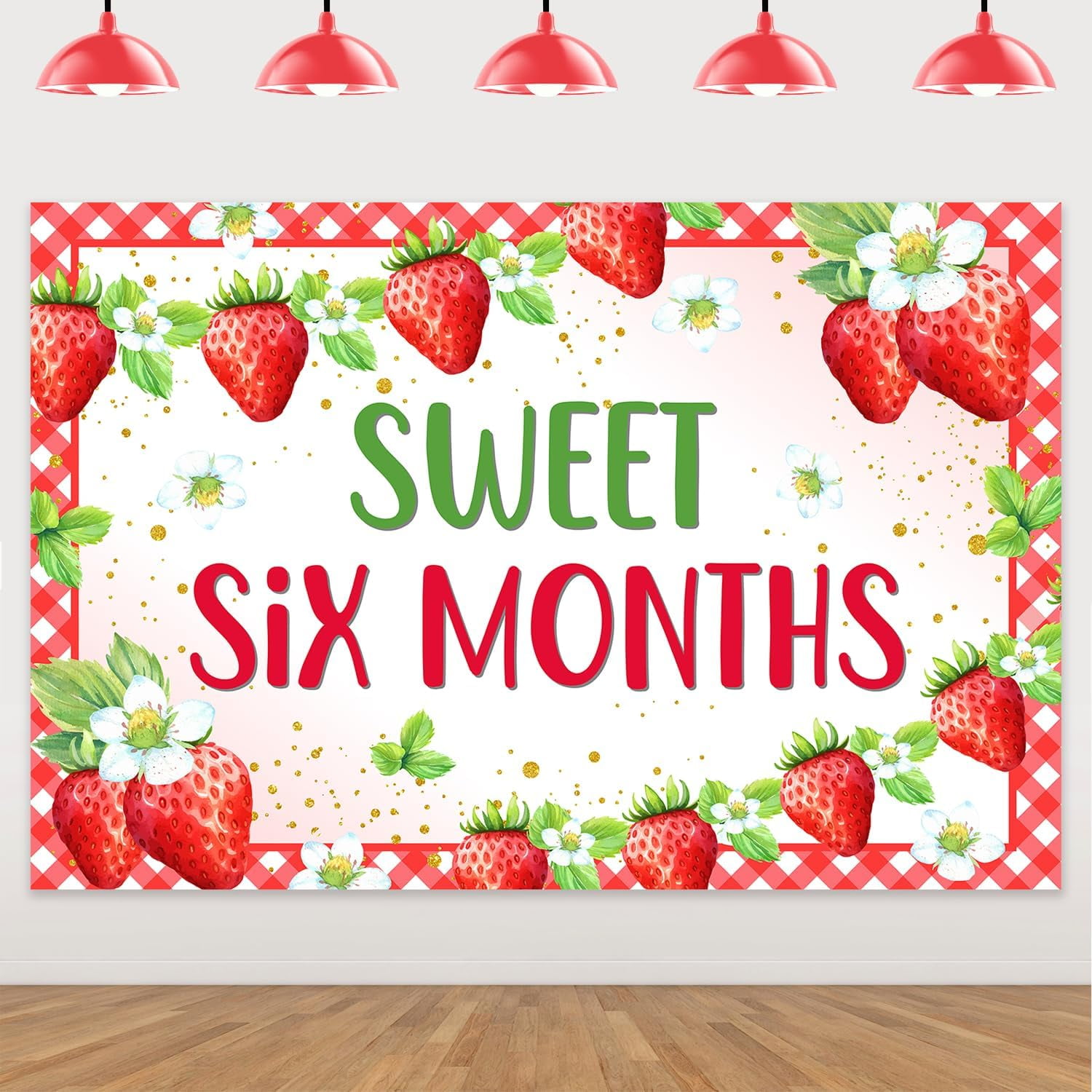 5x3FT Strawberry Half Birthday Backdrop Decorations Strawberry Sweet 6 ...