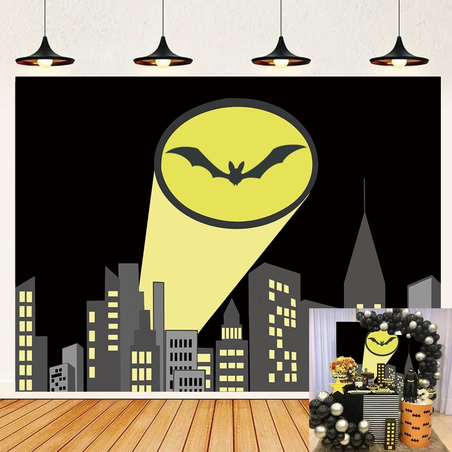 5x3FT Super Backdrop Super City Scape Photography Background Yellow ...