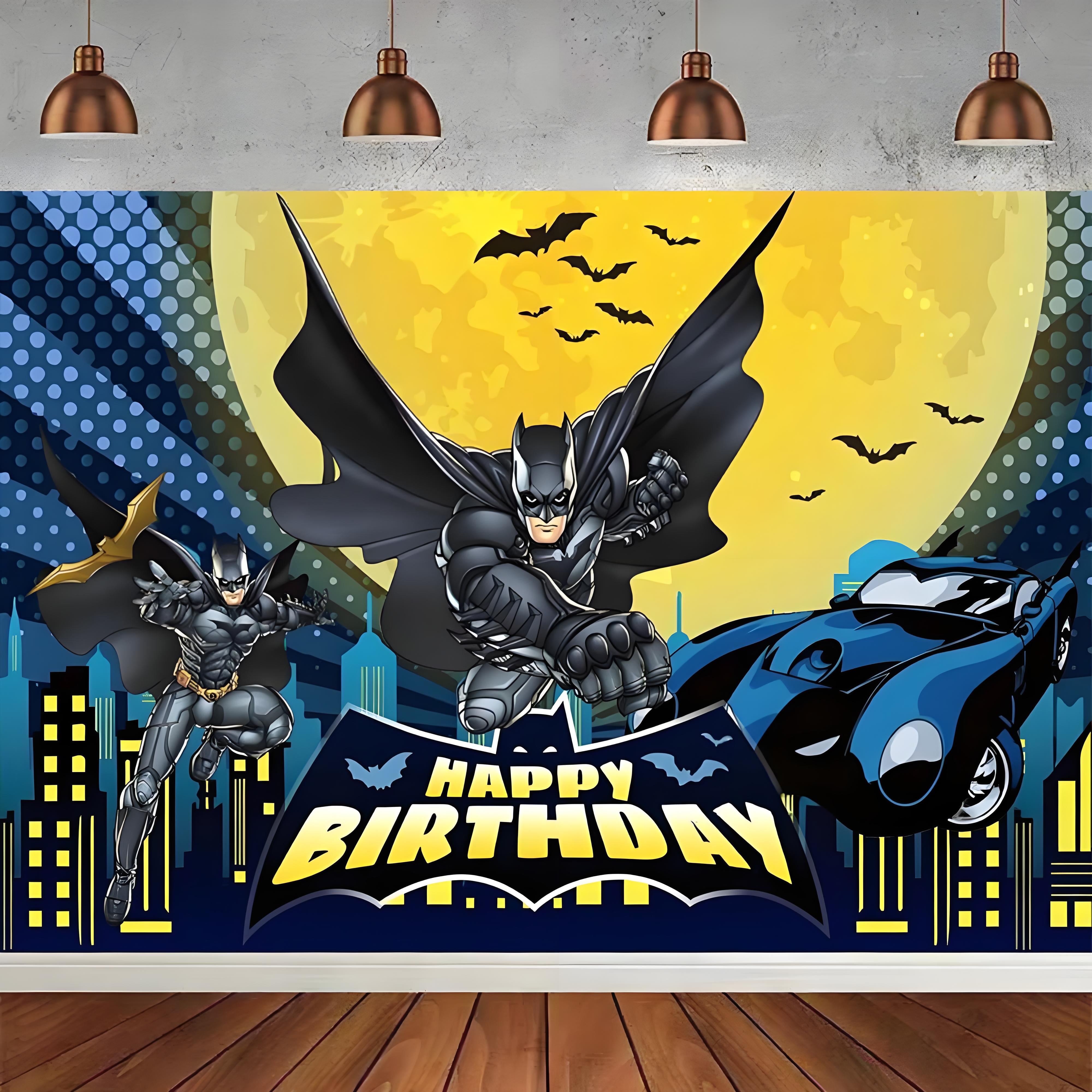 5x3Ft Batman Cartoon Birthday Backdrop Red and White Photography ...