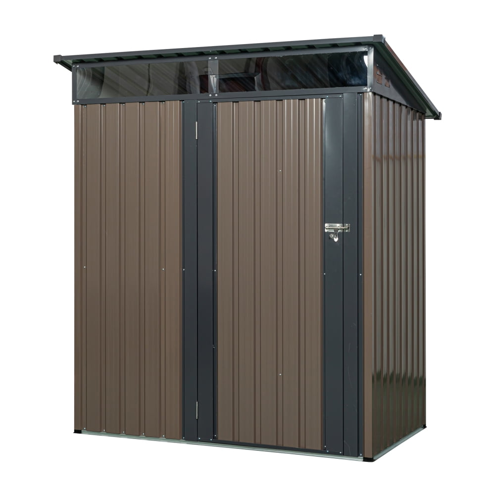 5x3Ft Outdoor Storage Shed with Hinged Door Padlock, Metal Waterproof ...