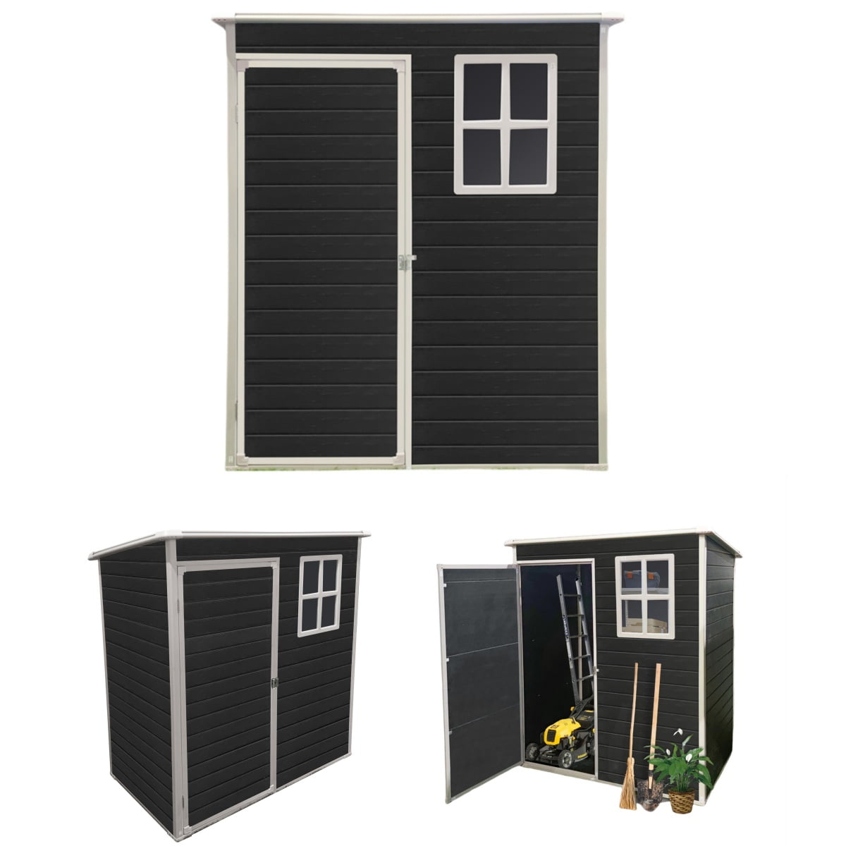 5x3Ft Resin Outdoor Storage Shed Waterproof Utility Tool Shed With ...