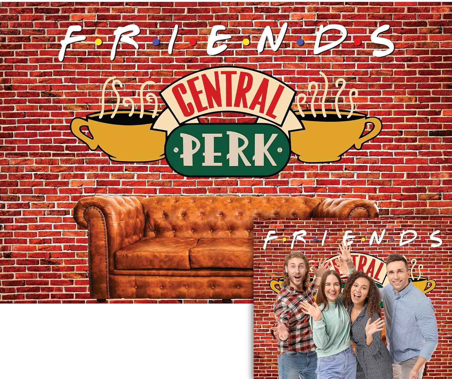 5x3ft Central Perk Friends Tv Show Theme Party Backdrop Red Brick Wall ...