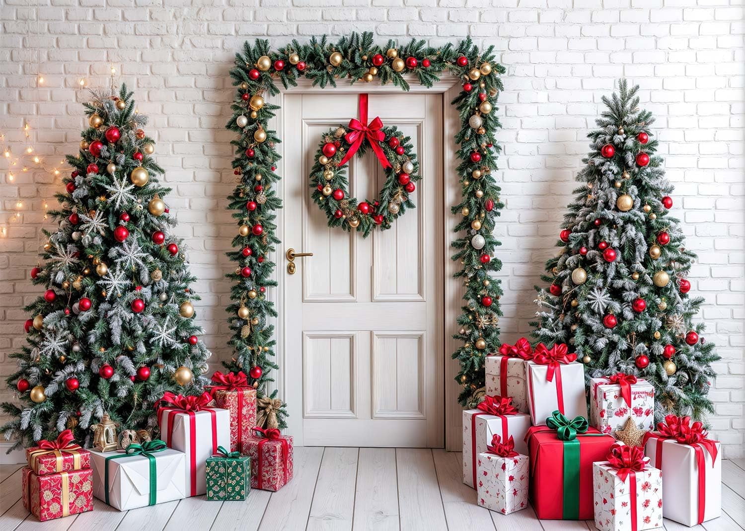5x3ft Christmas Backdrop Christmas Holiday Barn Door Backdrops for ...
