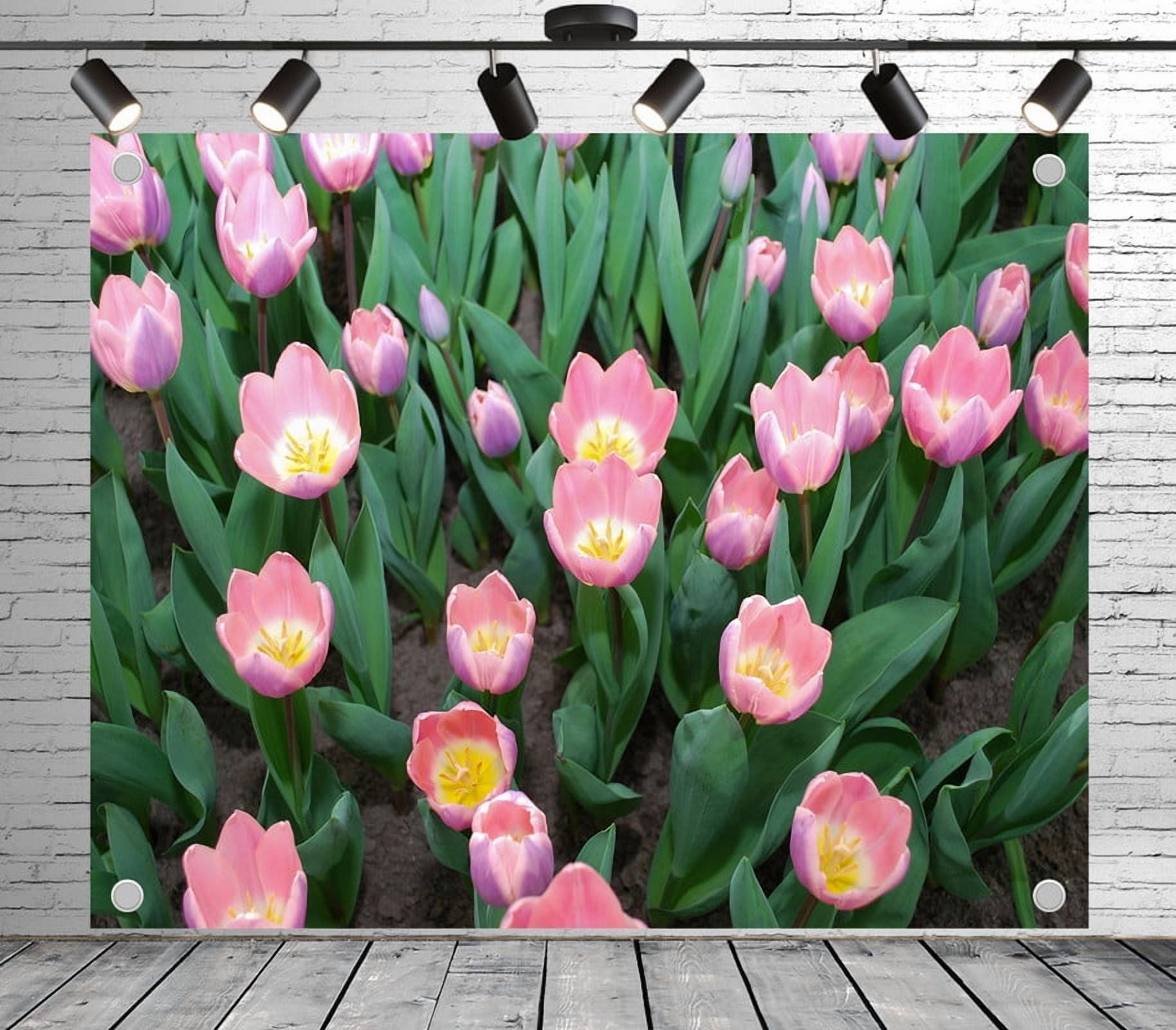 5x3ft Floral Backdrop Pink Tulip Flower Photo Backdrop Garden ...