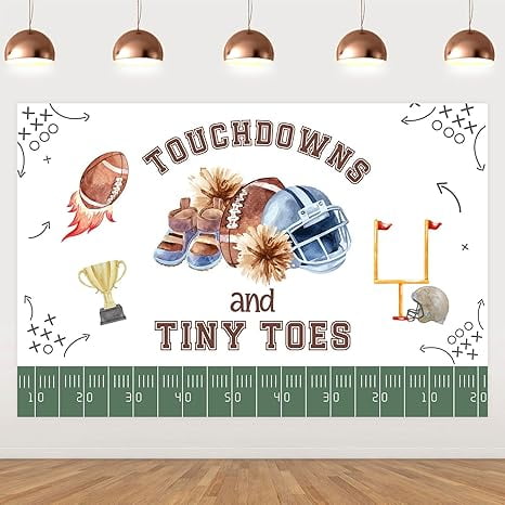 5x3ft Football Baby Shower Backdrop - Touchdowns and Tiny Toes Baby ...