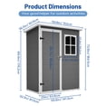5x3ft Gray Resin Outdoor Storage Shed with Floor, Waterproof Lockable ...
