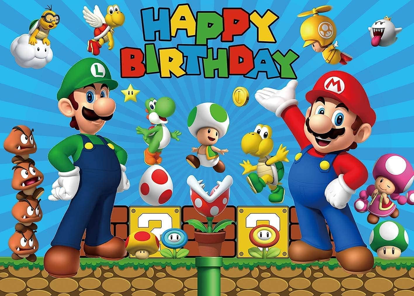 5x3ft Mario Theme Party Background Cartoon Party Background Children ...