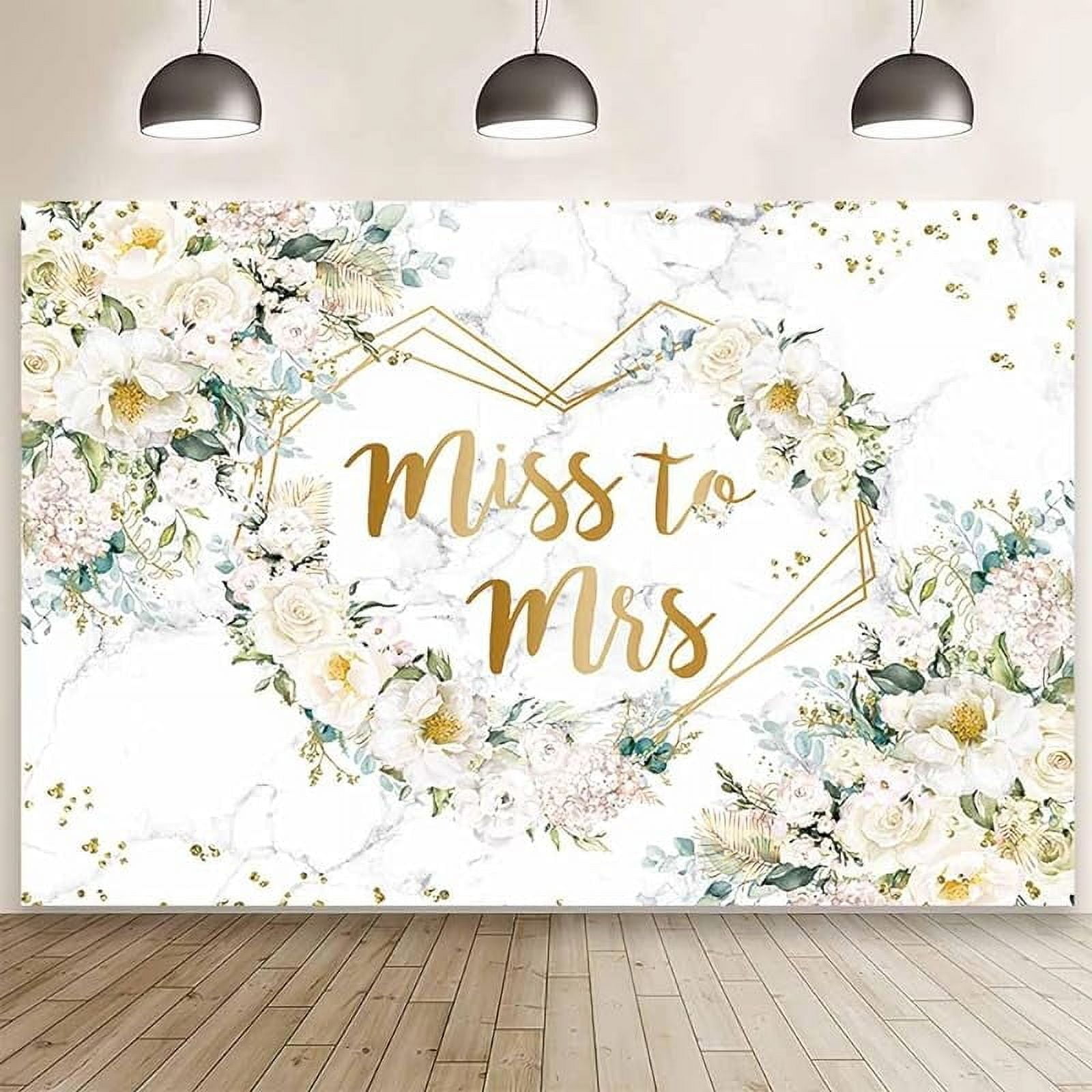 5x3ft Miss to Mrs Violet Floral Backdrop for Bridal Shower Purple and ...