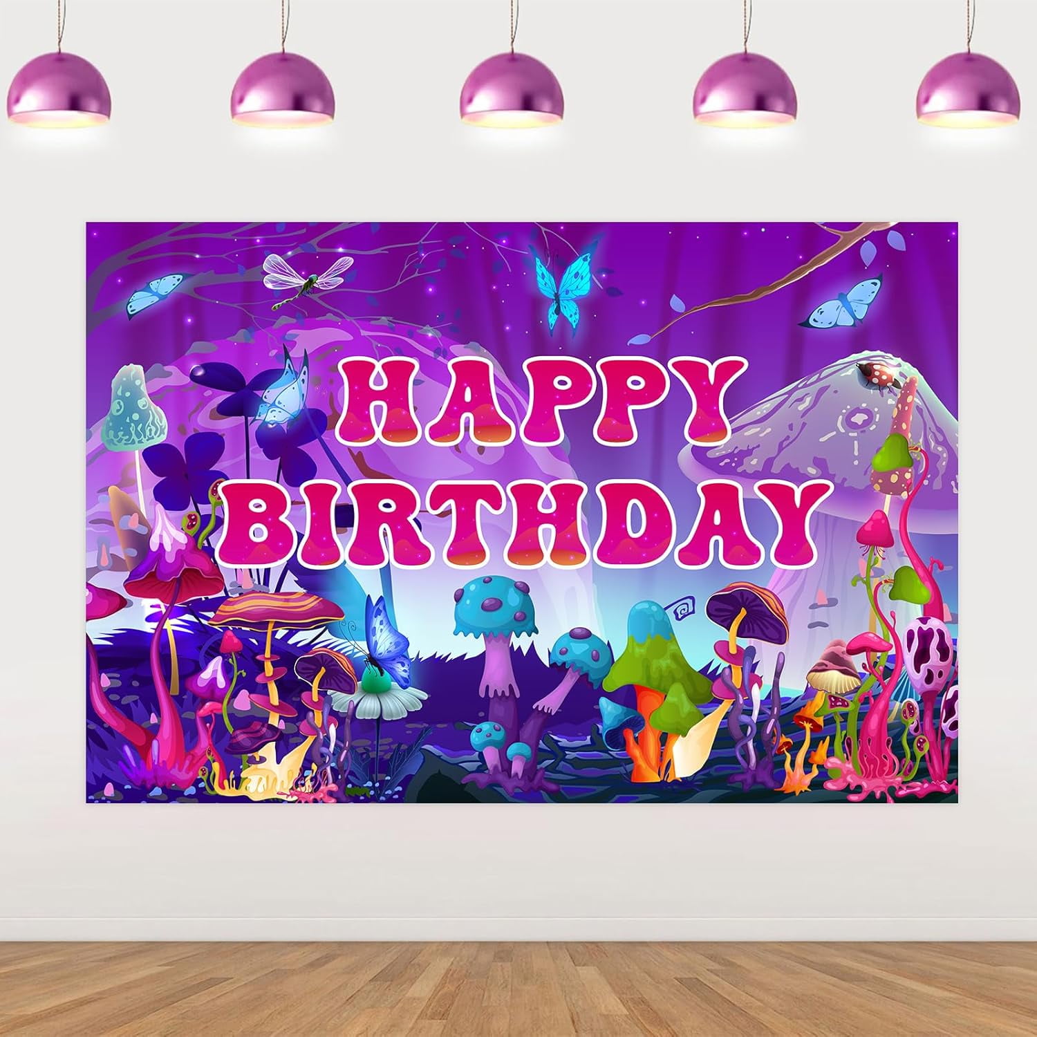 5x3ft Mushroom Birthday Pretty Backdrop Decoration, Mushroom Happy Birthday Backdrop Enchanted ...
