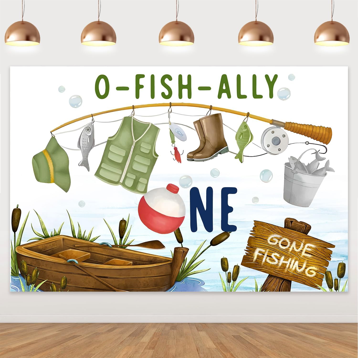 5x3ft O Fish Ally One 1st Birthday Backdrop Gone Fishing Party ...
