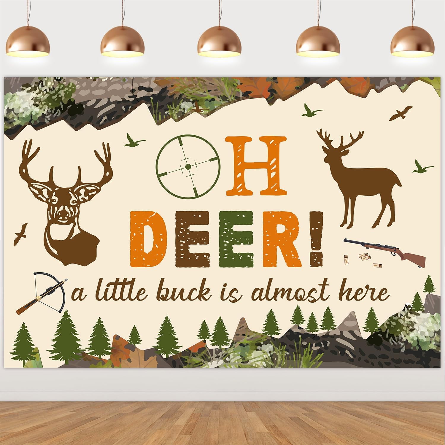 5x3ft Oh Deer Baby Shower Backdrop a Little Buck is Almost Here ...