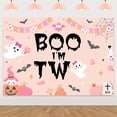 5x3ft Pink Purple Apricot Halloween 2 Boo Im 2 Background Cloth Vinyl ...