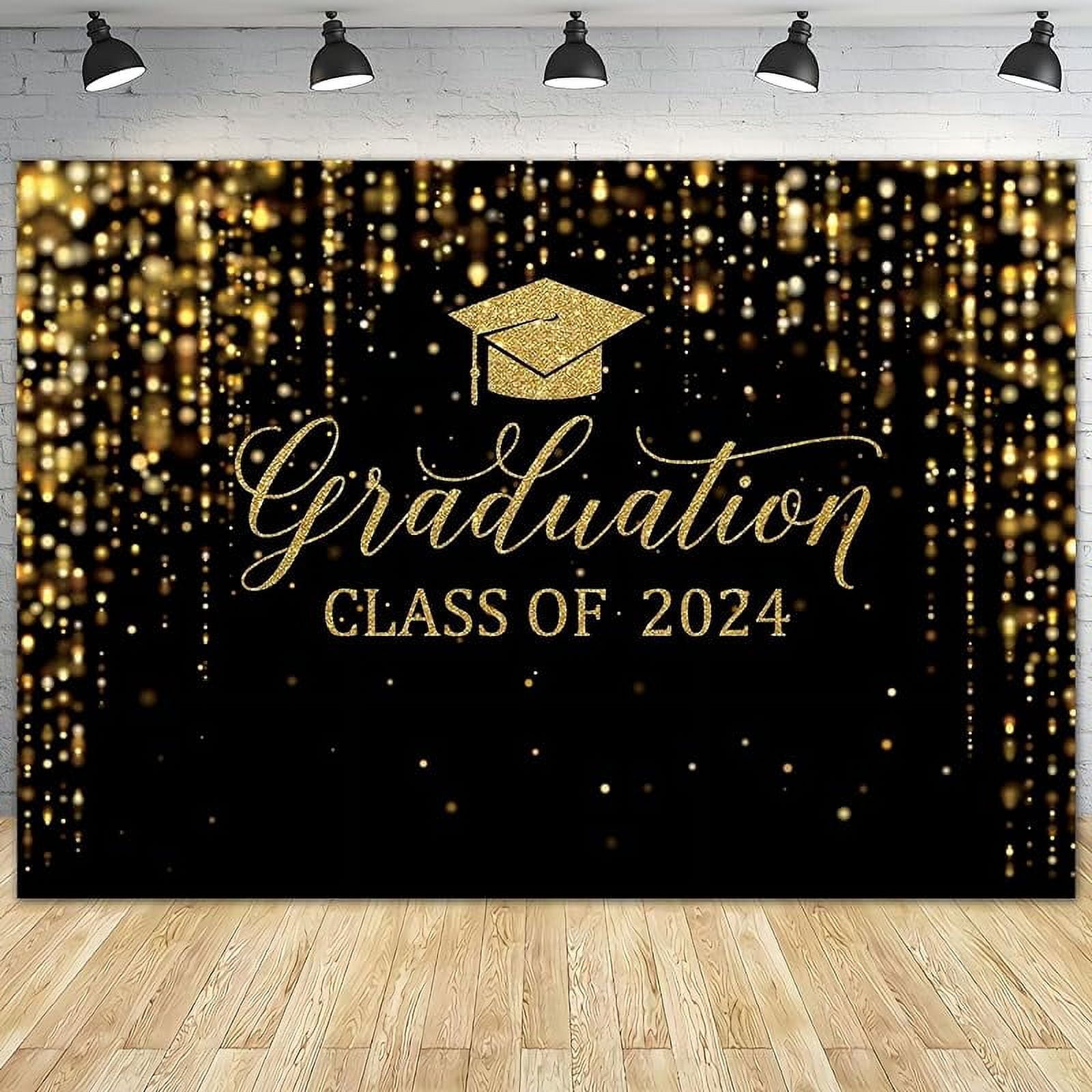 5x3ft Polyester Black Congrats Graduation Backdrop Class of 2024 ...