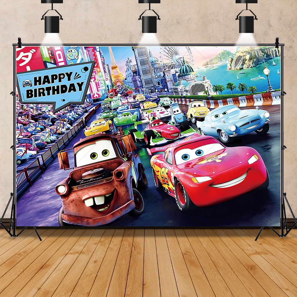 5x3ft Race Car Black Birthday Themed Backdrops Backgrounds for ...