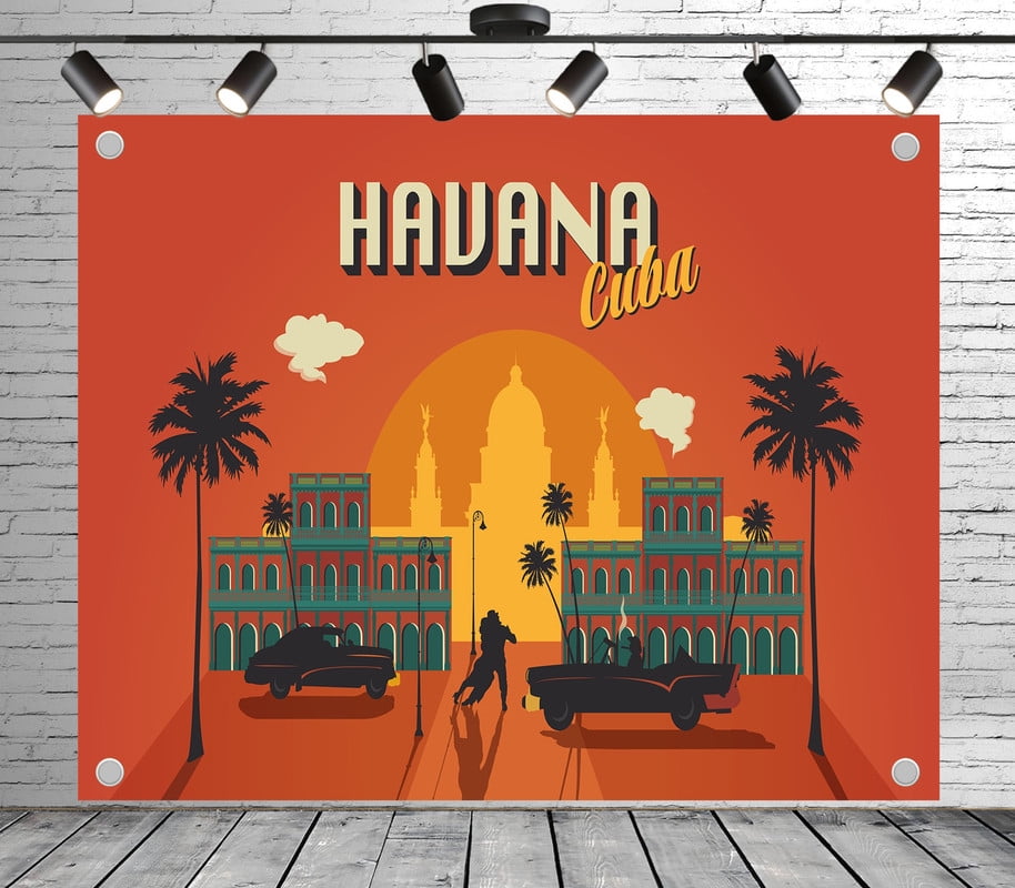 5x3ft Tropical Backdrop Havana City Photo Backdrop Retro Style ...
