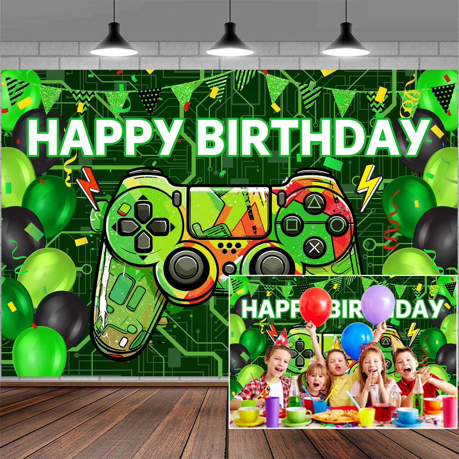 5x3ft Video Game Birthday Party Photography Backdrop Gaming Happy ...