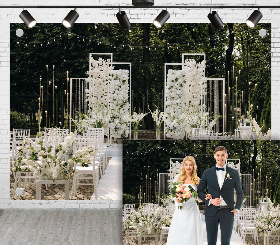 5x3ft Wedding Photoshoot Backdrop White Floral Woods Three-dimensional ...