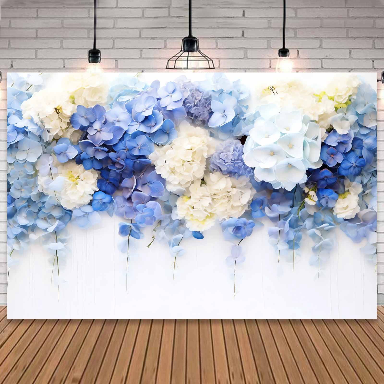 Blue And White Paper Flower Backdrop