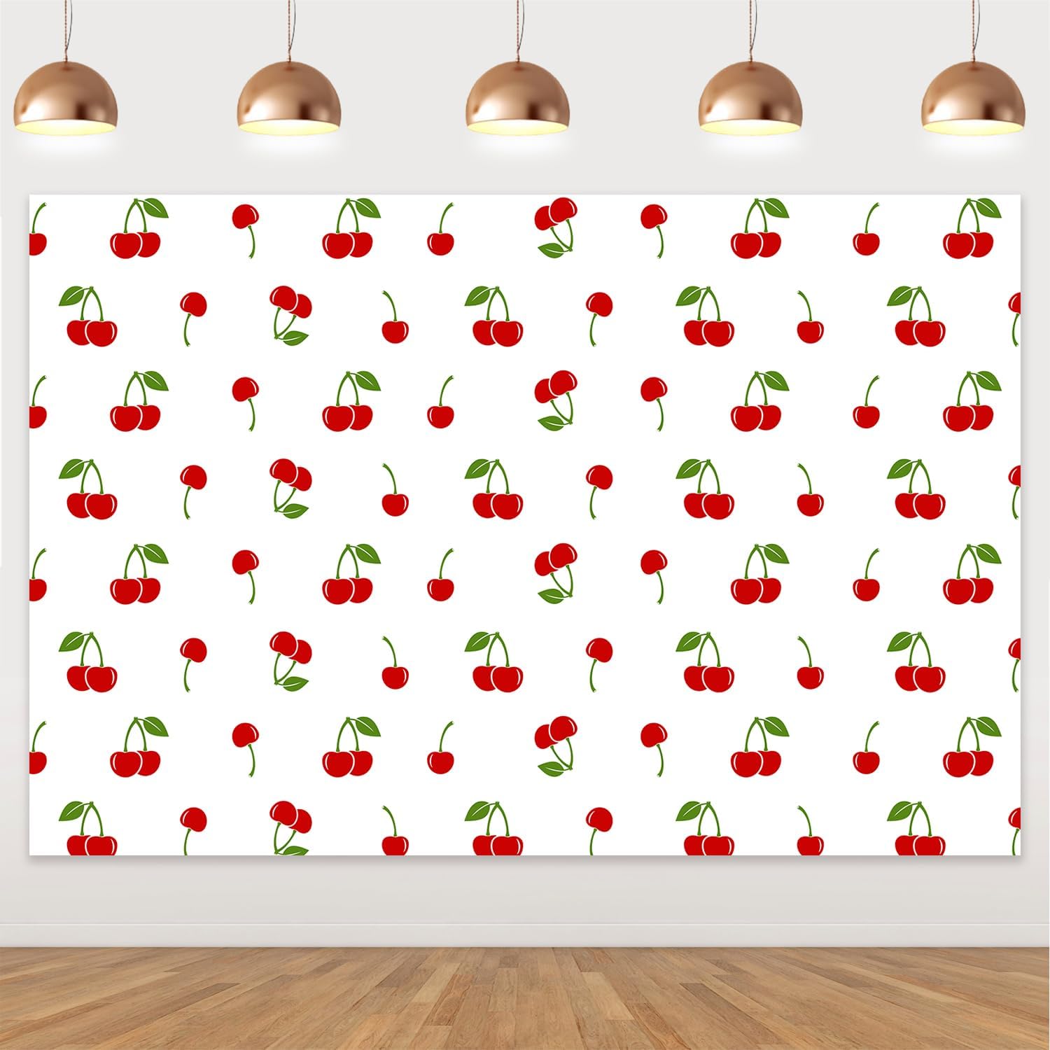 5x3ft White Cherry Themed Backdrop Fruits Cartoon Backdrops Cherry ...