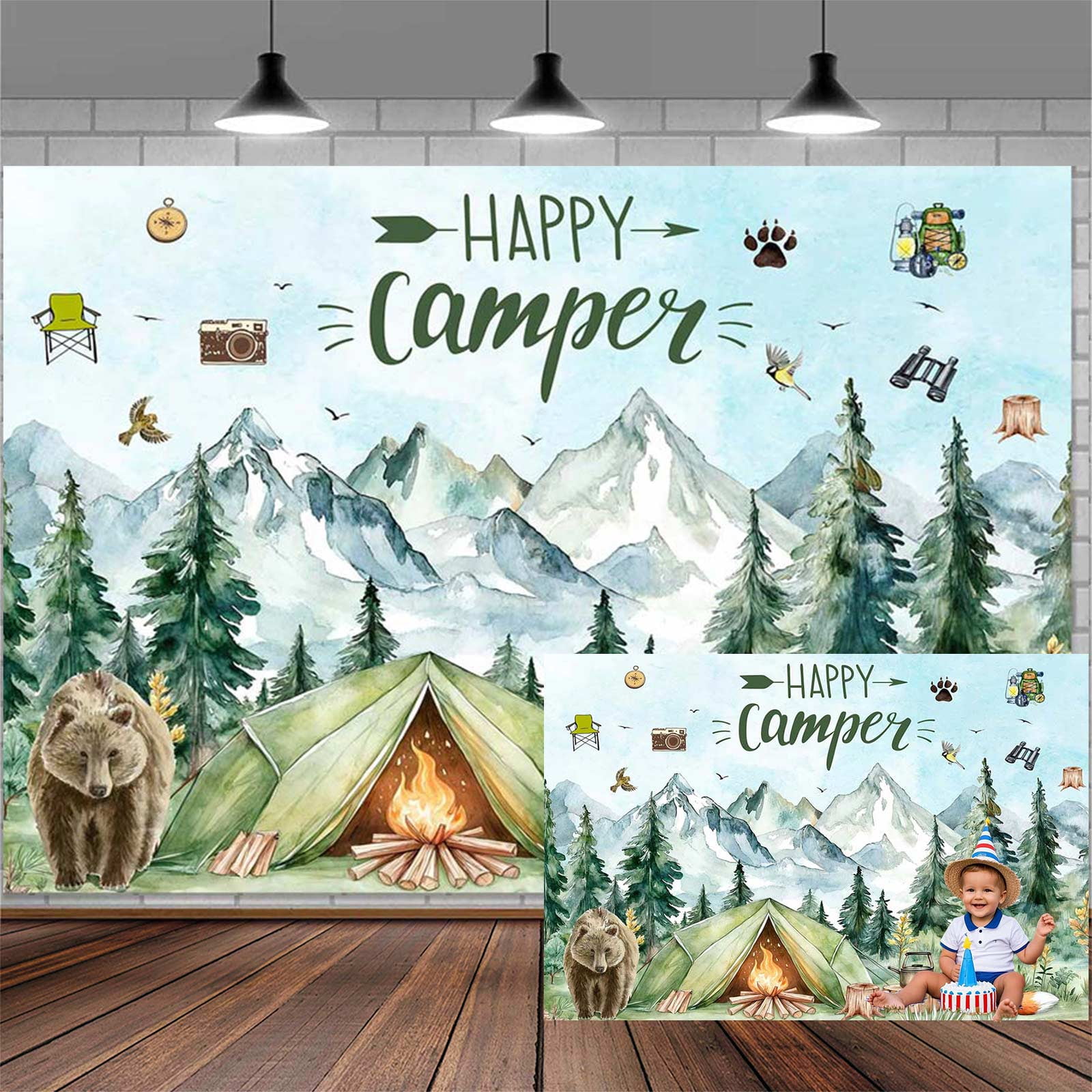 5x3ft Woodland Baby Shower Photography Backdrop Boy's Adventure Forest ...