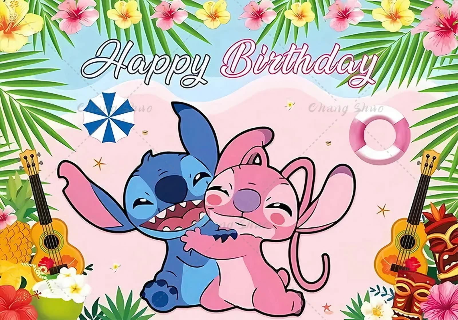 5x4.2FT Cartoon Stitch Backdrop Banner Baby Shower Children's Birthday ...