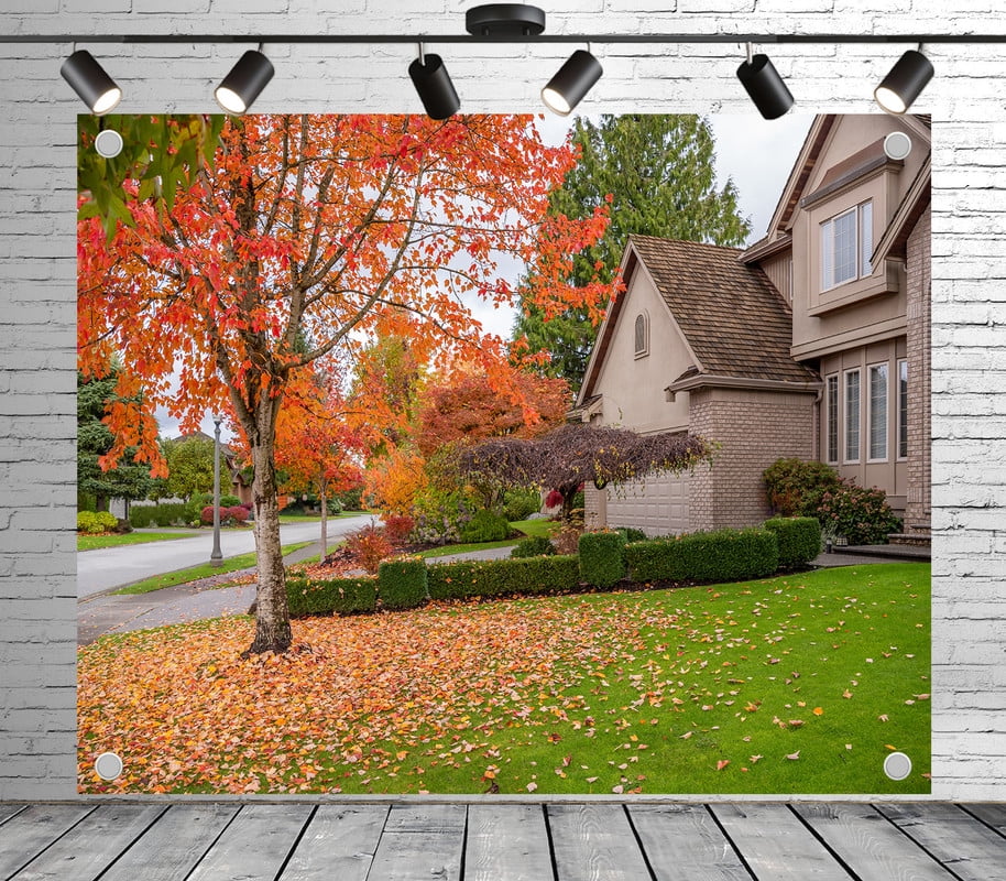 5x4ft Autumn Backdrop Residential Scenery Photo Backdrop Photography Background Decoration ...
