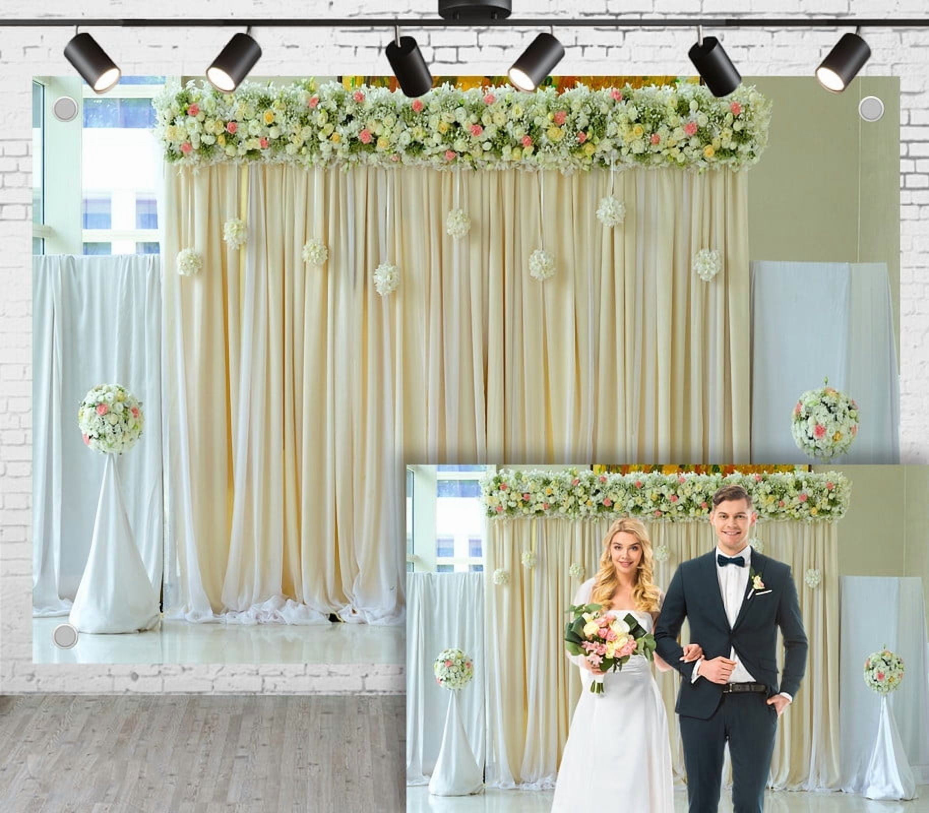 5x4ft Floral Tulle Wedding Photoshoot Backdrop Champagne Multi-Layer ...