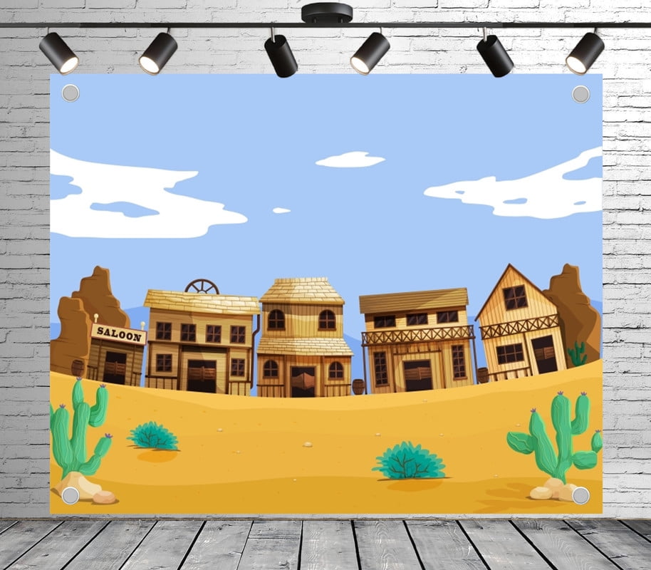 5x4ft Western Backdrop Desert Rustic Town Photo Backdrop for Theme ...