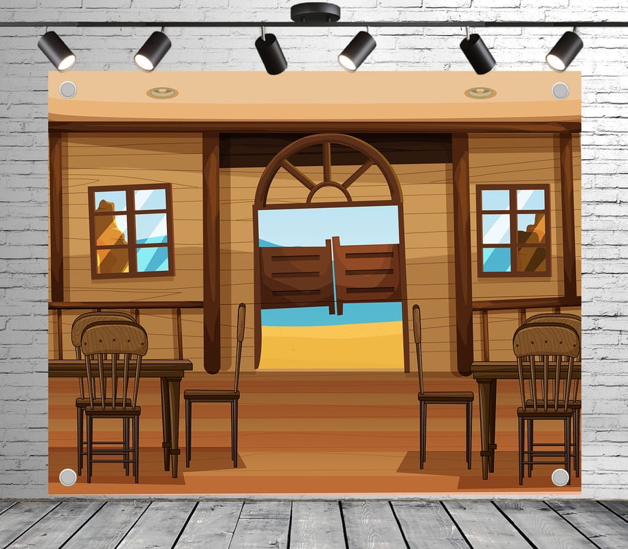5x4ft Western Backdrop Saloon Interior Photo Backdrop Wood Panel ...