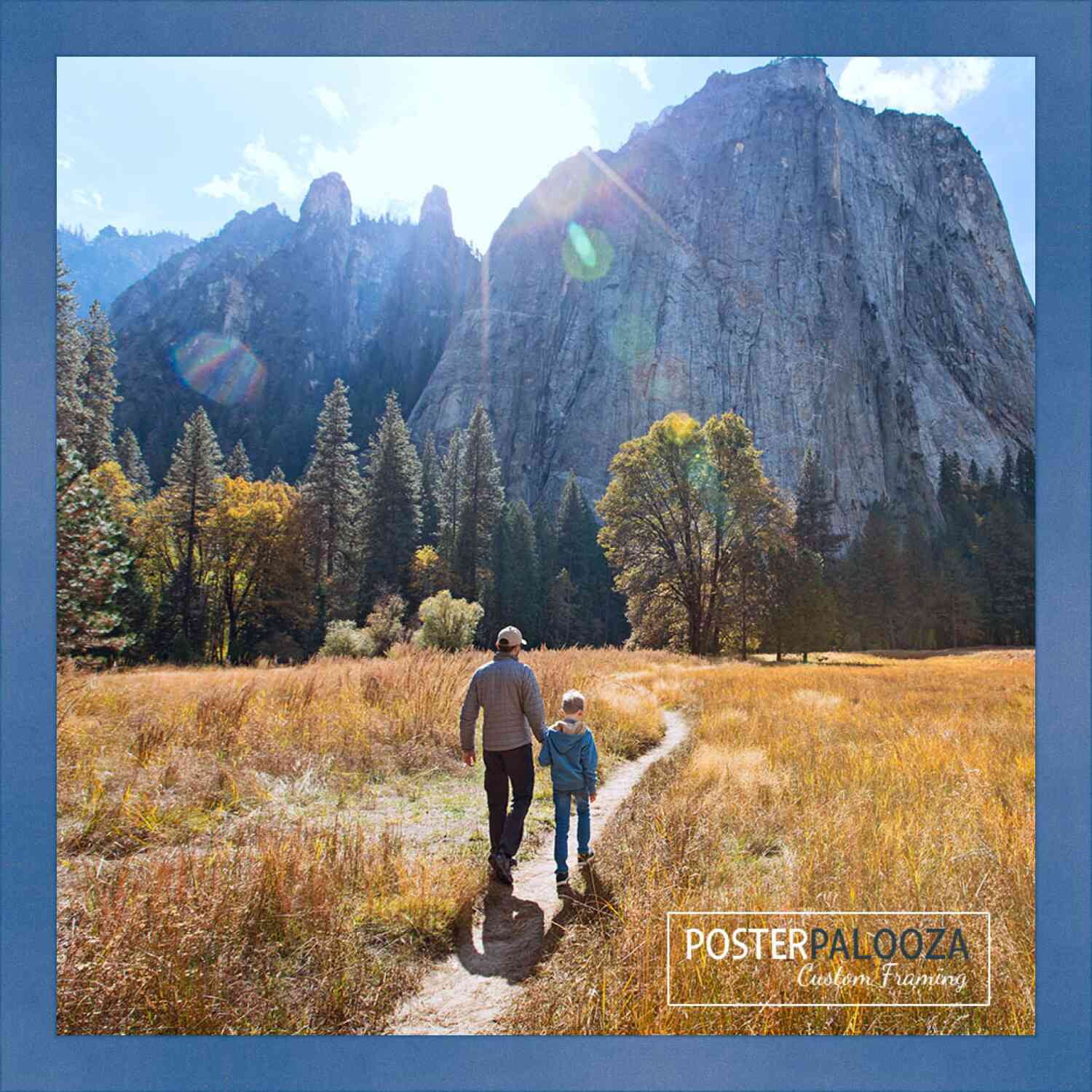 5x5 Classic Modern Blue Picture Frame - UV Acrylic, Foam Board Backing ...