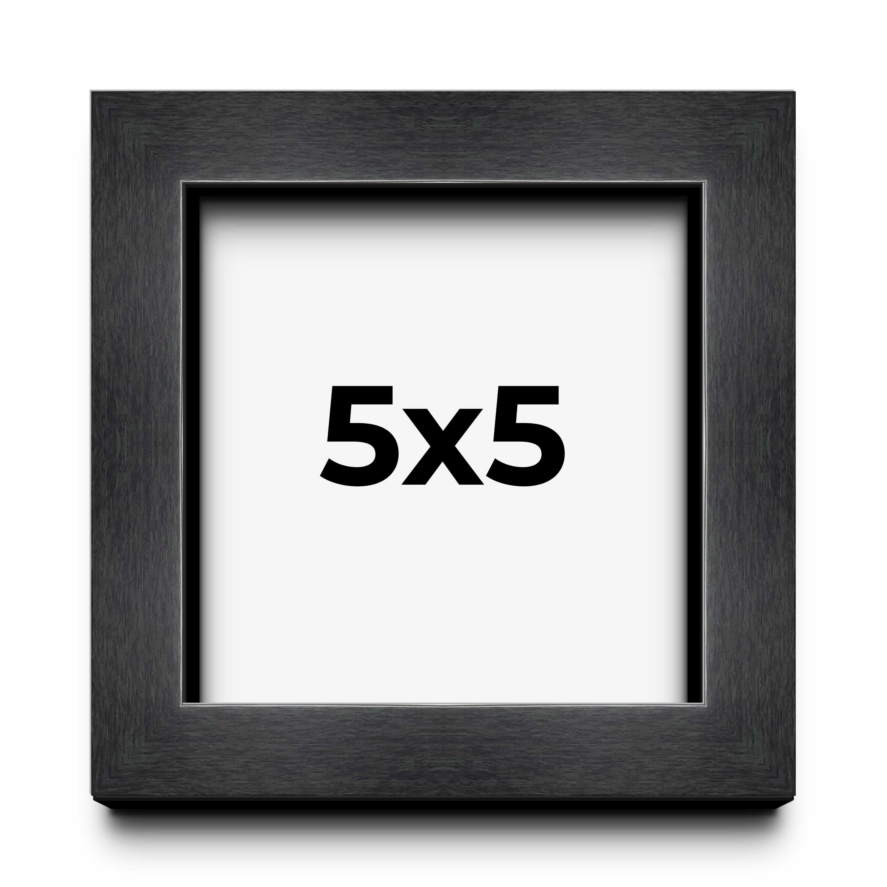 5x5 Frame Black Charcoal Grey Wood Textured Picture Frame | 0.75 Inch ...