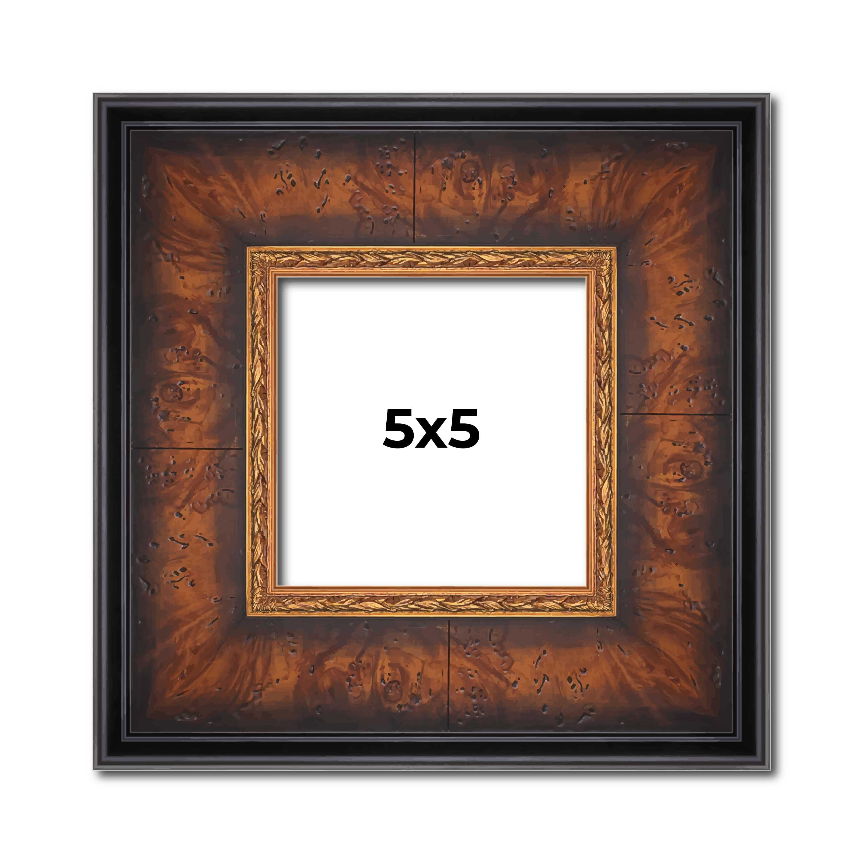 5x5 Frame Brown Walnut Gold Ornate Trim Solid Wood Plein Air Picture ...