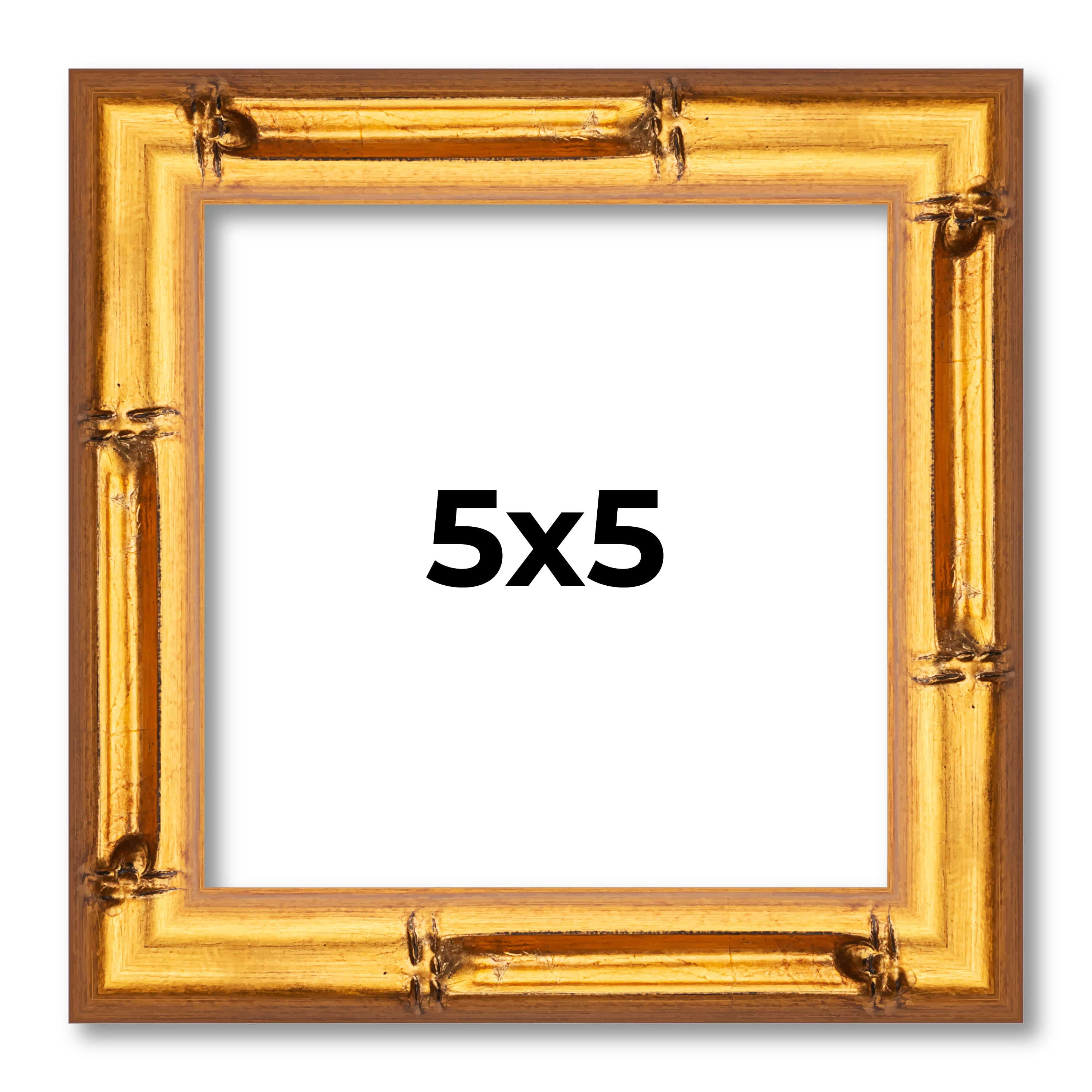 5x5 Frame Gold Bamboo Solid Wood Picture Frame | 1 Inch Moulding Width ...