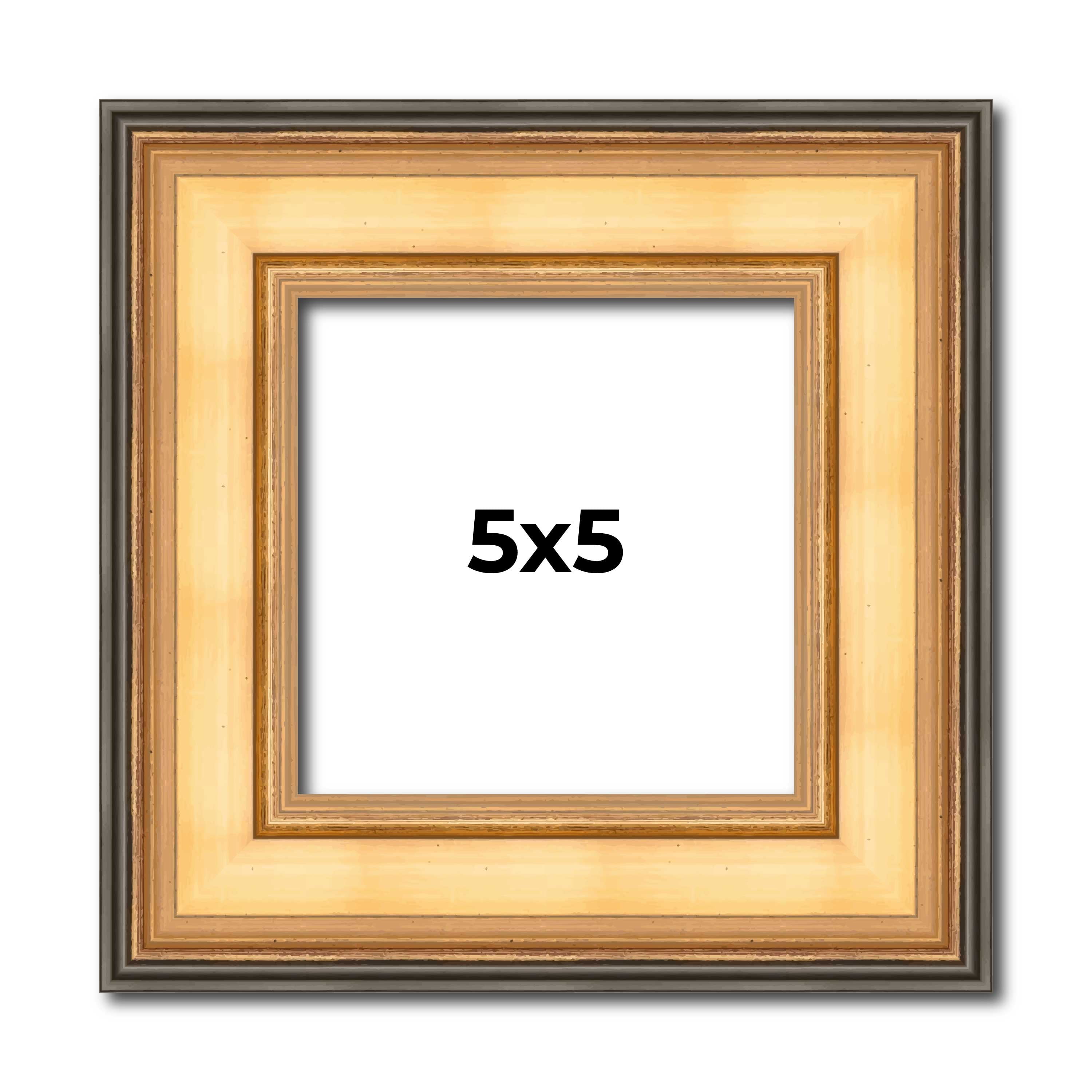 5x5 Frame Gold Plein Aire Solid Wood Picture Frame Width 2 Inches ...