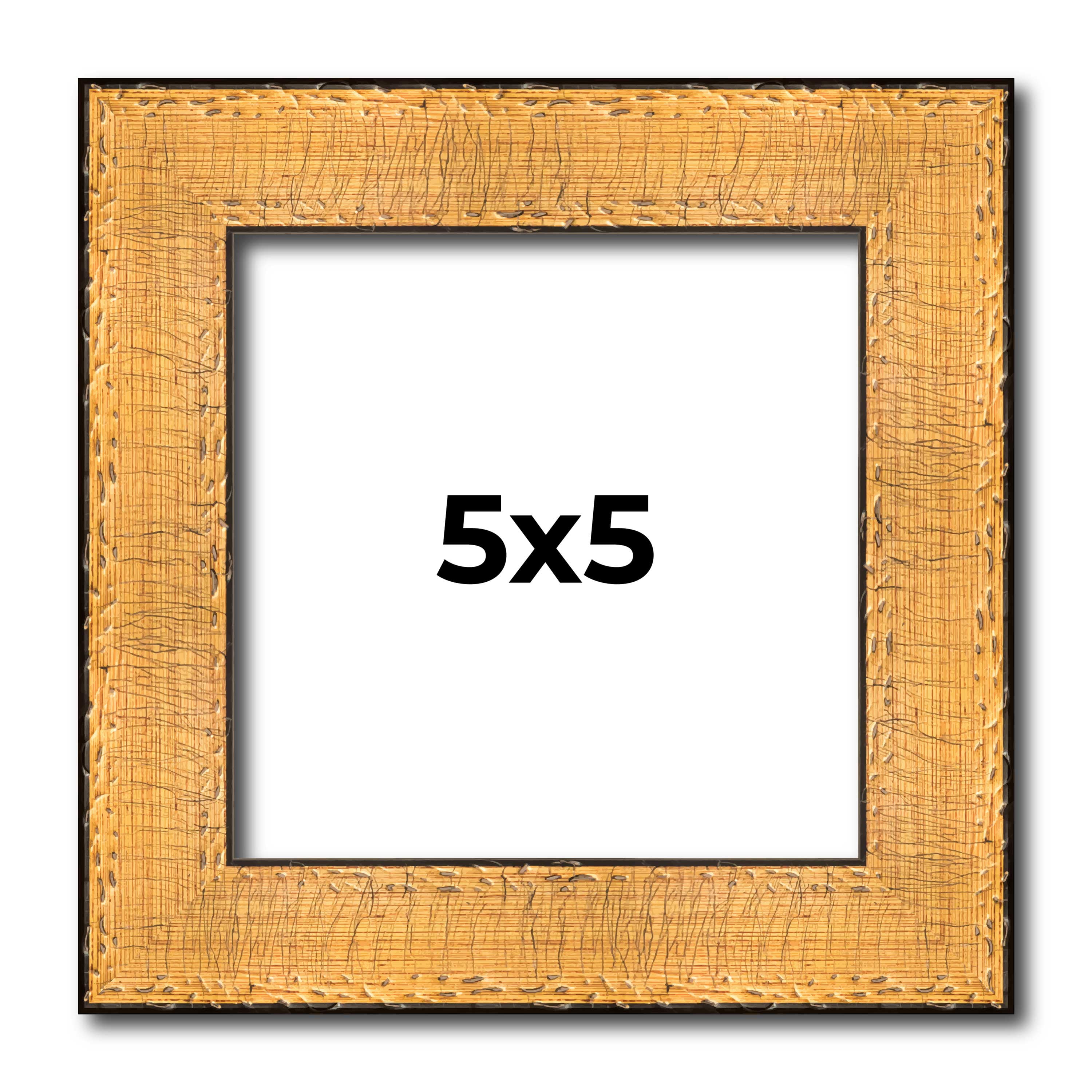 5x5 Frame Gold Rustic Solid Wood Picture Frame | 1.25 Inch Wide ...