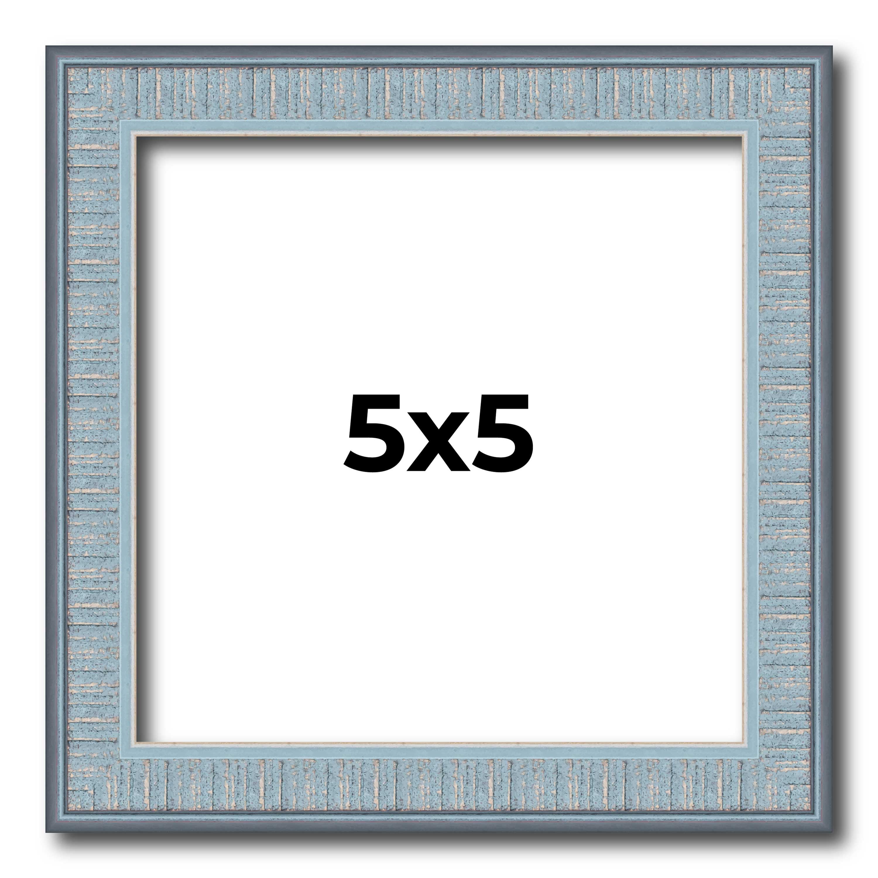 5x5 Frame Rustic Sky Blue Solid Wood Picture Frame | 0.75 Inch Moulding ...