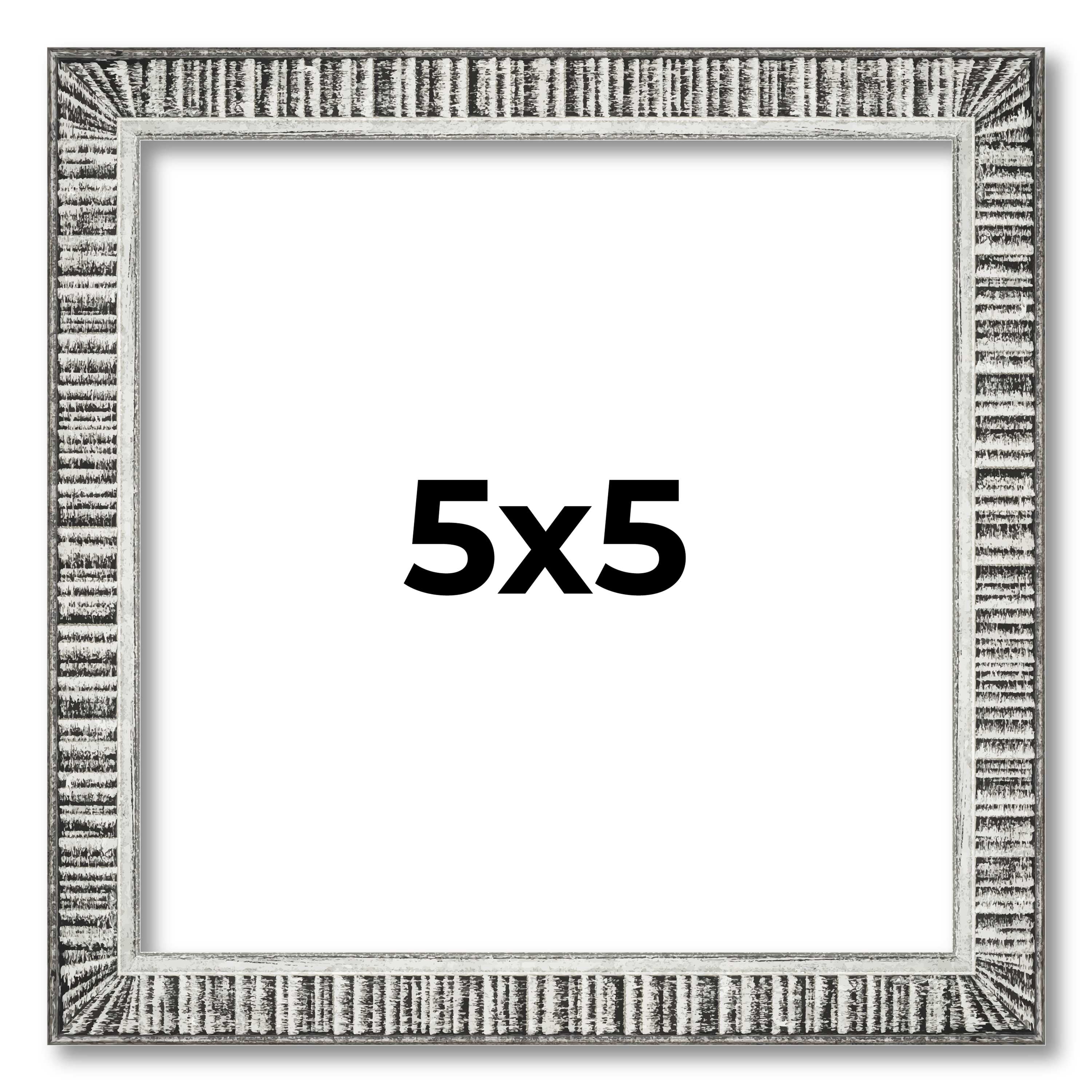 5x5 Frame Silver Grey Distressed Solid Wood Picture Frame | 0.75 Inch ...