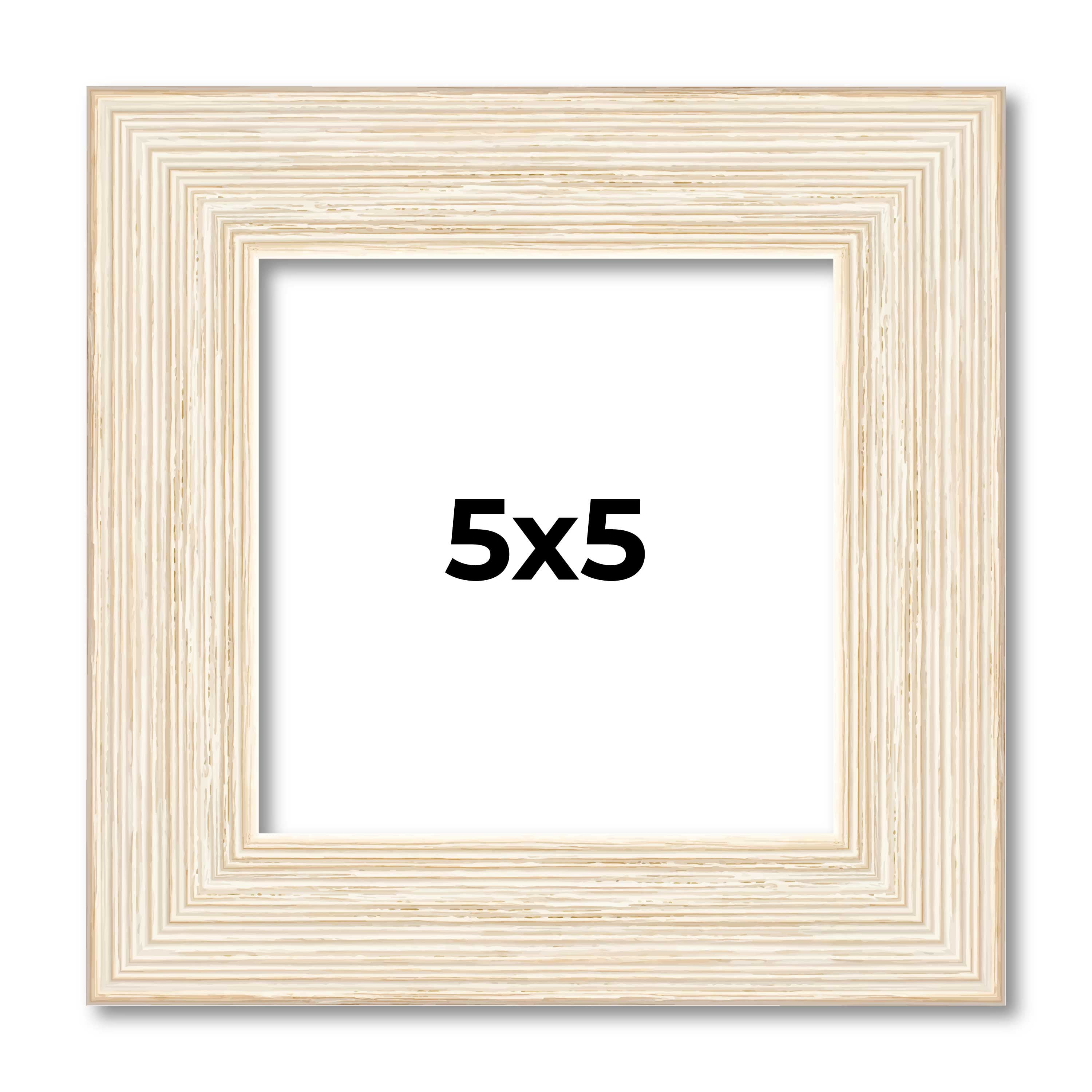 5x5 Frame White Barnwood Picture Frame - Modern Photo Frame Includes UV ...
