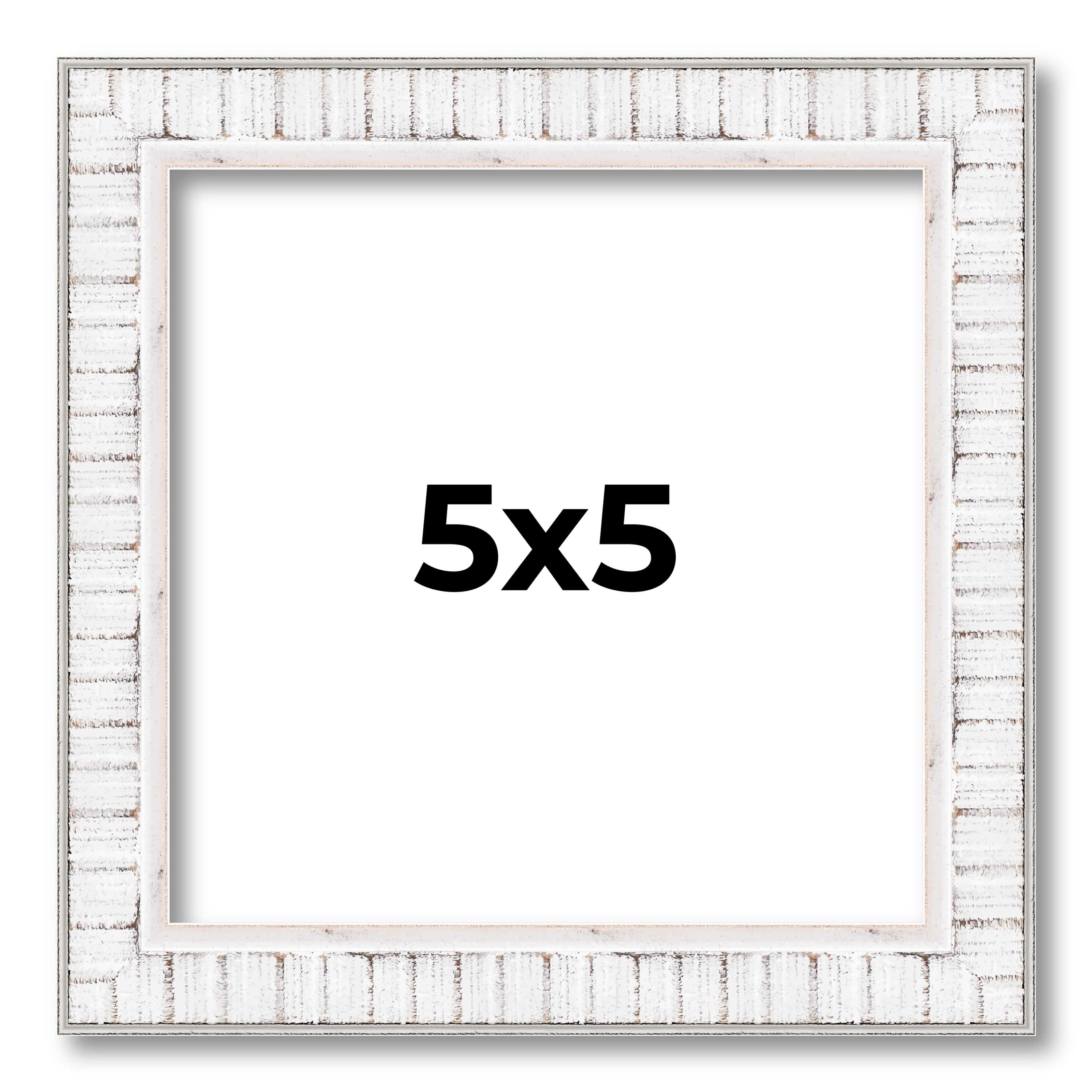 5x5 Frame White Scuffed Rustic Solid Wood Picture Frame | 0.75 Inch ...