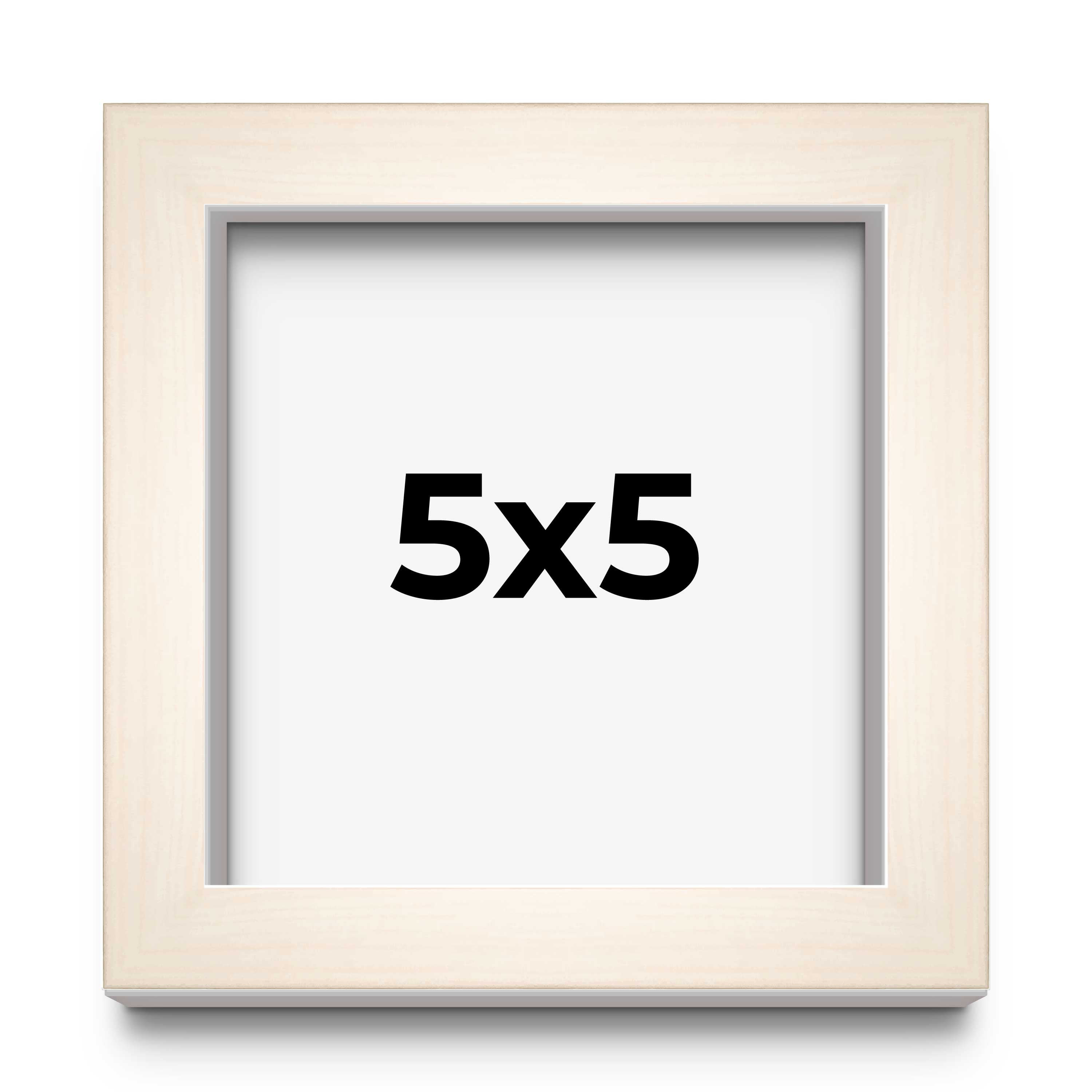 5x5 Frame White Wash Solid Wood Picture Frame | 0.8125 Inch Moulding ...