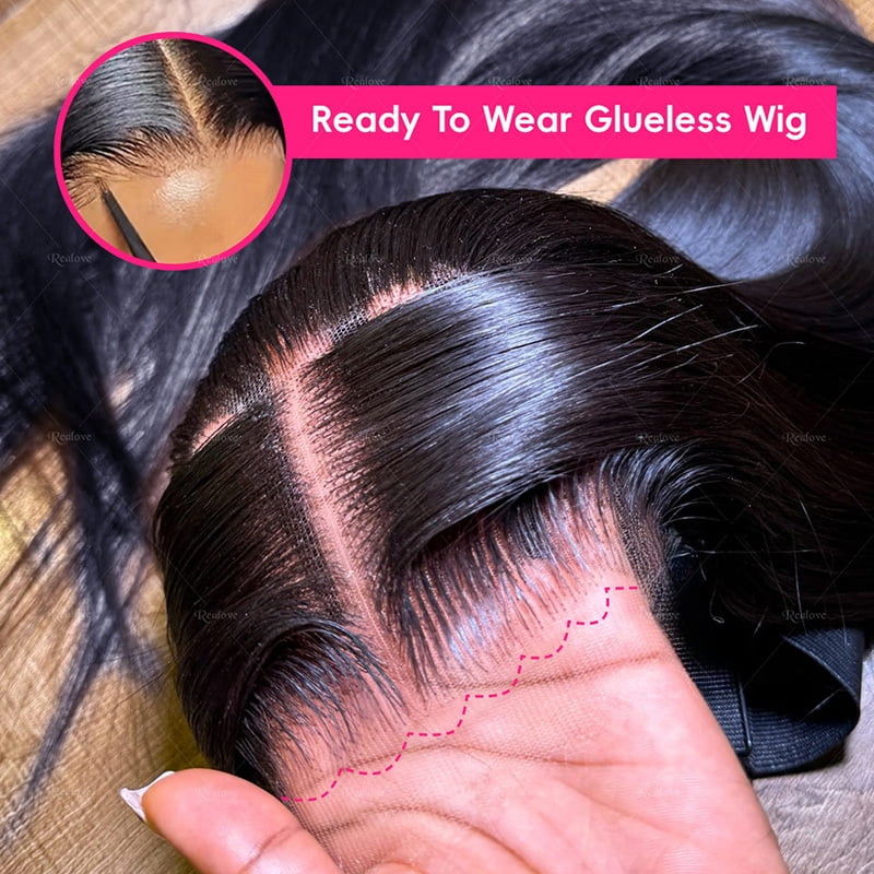 5x5 Glueless Wigs Human Hair Straight 250% 13x6 HD Lace Frontal Wig Put ...