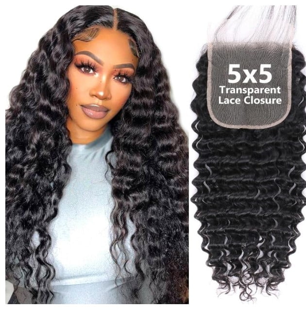 5x5 HD Lace Closure Deep Wave – 26-Inch Ultra-Thin Transparent HD Lace ...