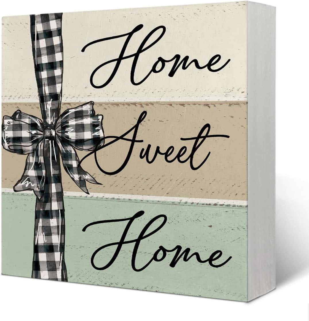 5x5 IN Home Sweet Home Sign,Spring Sign for Shelf, Spring Decorations ...