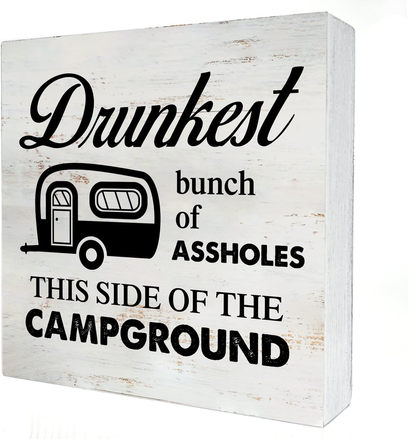 5x5 IN Camping Wooden Box Sign with Sayings Desk Decor RV Camper Travel ...
